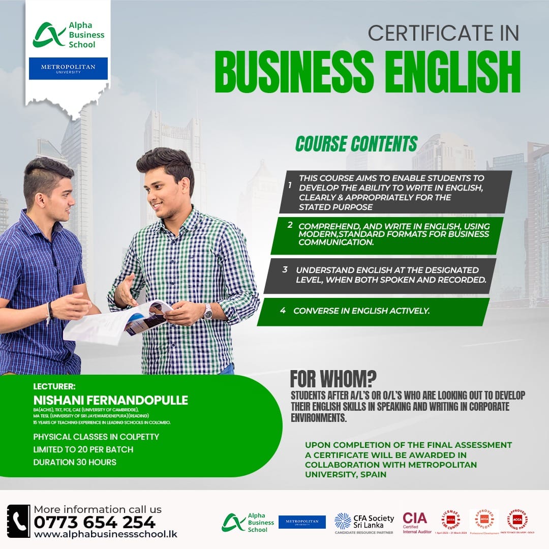 Certificate in Business English courses in Sri Lanka|Course.lk|Alpha ...